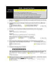CS106 Exam Solution Pdf CS106 Sample Final Exam Full Name KEY KEY KEY KEY