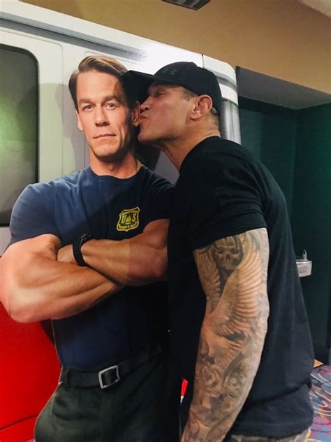 Randy Orton Giving Poster John Cena A Kiss Wwe Funny Pictures Wwe