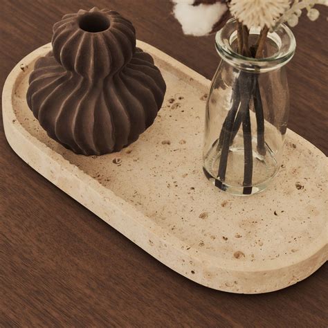 Travara Cream Travertine Oval Decorative Tray