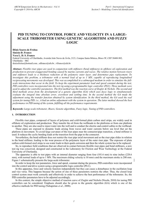Pid Tuning To Control Force And Velocity In A Large Scale Tribometer