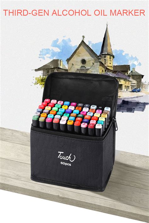 Touch Raven 30 40 60 80 Colors Marker Pen Set Oily Dual Head Nib Marker Pen Set With Pen Bag For