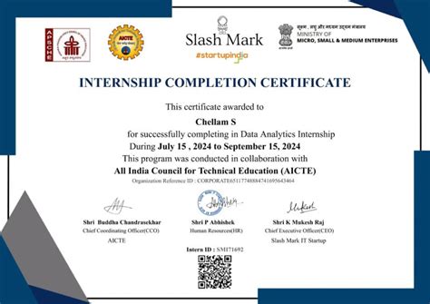 Internshipjourney Dataanalytics Aicte Slashmark Learningandgrowth… Chellam S