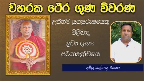 වහරක ථේර ගුණ විවරණ අමිල සල්ගාදු මහතා Youtube