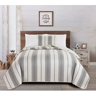 Luxurious Stripe And Paisley Microfiber Quilt Set With Shams On Sale