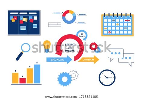 Agile Methodology Elements Collection Vector Illustration Stock Vector Royalty Free