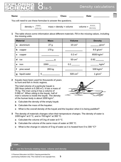 8ia5 Density Calculations Pdf Density Volume