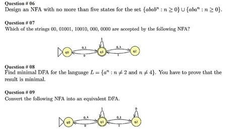 Solved Question 06 Design An NFA With No More Than Five Chegg Com
