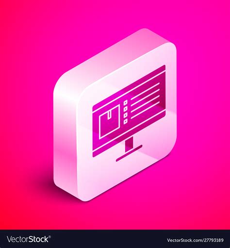 Isometric Computer Monitor With App Delivery Vector Image