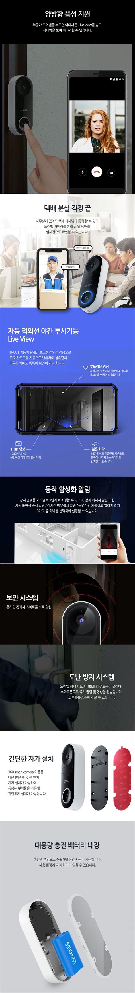 치후360 안심벨s 스마트 도어벨 현관앞 너님 누구 초인종 Cctv 감도 깊은 취향 셀렉트샵 29cm