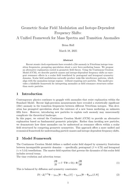 Pdf Geometric Scalar Field Modulation And Isotope Dependent Frequency