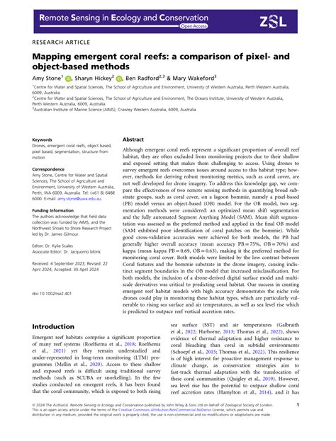 Pdf Mapping Emergent Coral Reefs A Comparison Of Pixel‐ And Object‐based Methods