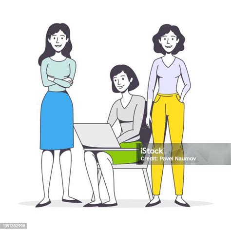 벡터 일러스트 레이 션을 함께 일하는 여성 사무실 직원과의 성공적인 팀 동료에 대한 스톡 벡터 아트 및 기타 이미지 동료 문화 벡터 Istock