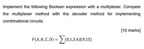 Solved Implement The Following Boolean Expression With A