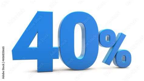 40 Percentage Sign Isolated On White Background 40 Percent Off 3d 40 Percent Sign 3d