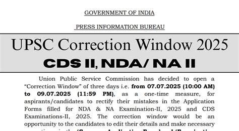Upsc Correction Window 2025 Opens For Cds Ii Nda Na Ii From July 7