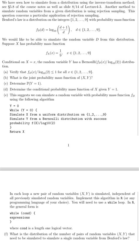 Solved We Have Seen How To Simulate From A Distribution