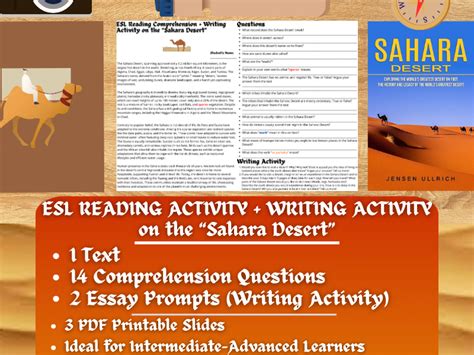 Esl Reading Comprehension Writing Activity Worksheets On The Sahara