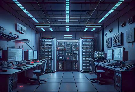 Connection Network In Servers And Storage Systems In Data Center Rooms Stock Illustration