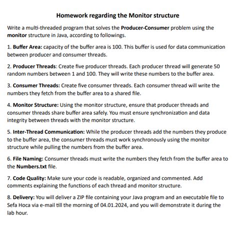 Solved Task Regarding The Monitor Structure Write A