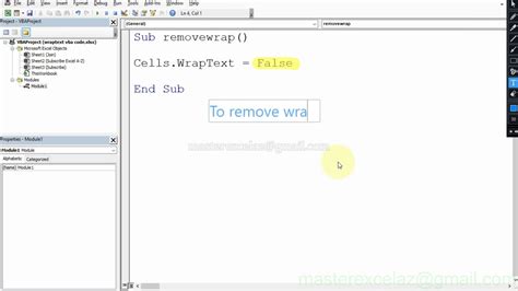 How To Remove Wrap Text In Excel Using Vba Simple Vba Code Youtube