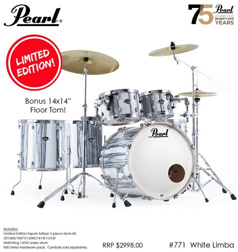 Pearl Export Exa Artisan Limited Edition White Limba Bashs Music