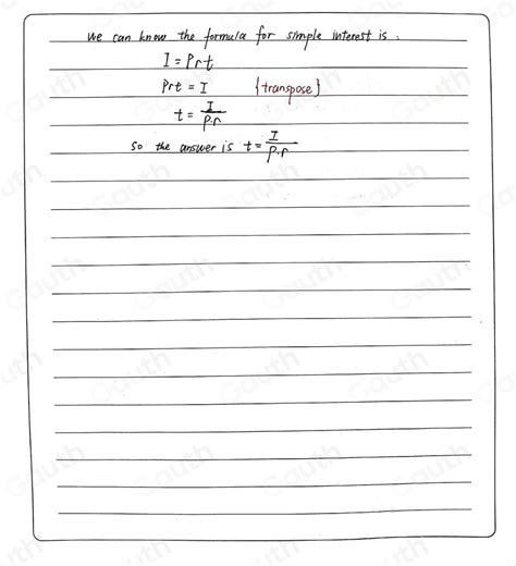 Solved The Formula For Simple Interest Is Iprt Where I Is The
