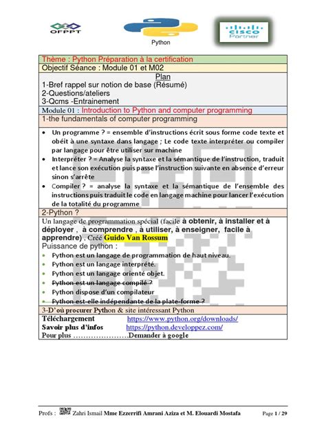 Synthese Pdf Python Langage De Programmation Langage De Programmation