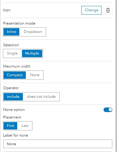 dashboard selector select all missing from inl esri community