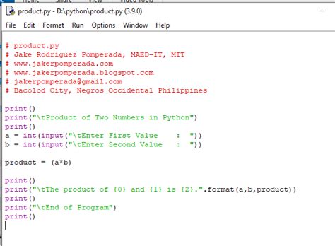 Product Of Two Numbers In Python Free Computer Programming Source