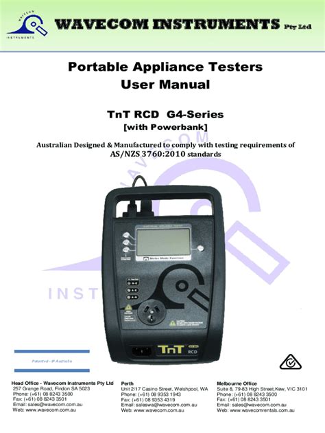 Fillable Online Wavecom Tnt El Portable Appliance Tester With Fax