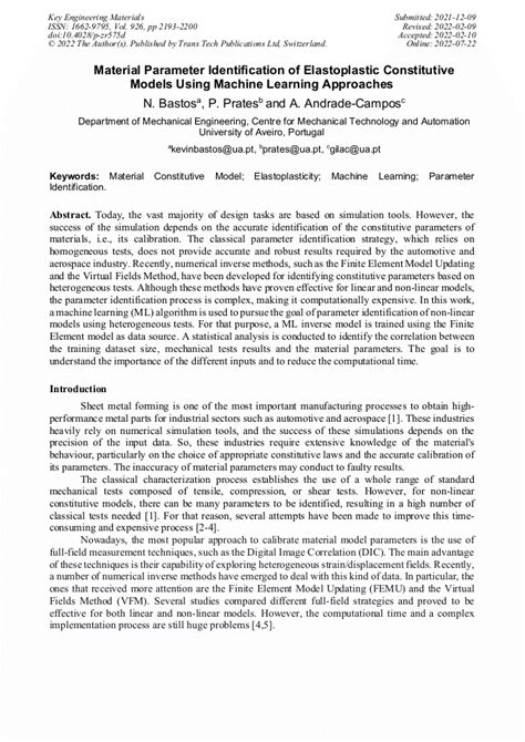 Material Parameter Identification Of Elastoplastic Constitutive Models Using Machine Learning
