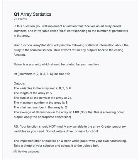 Solved Q1 Array Statistics 25 Points In This Question You