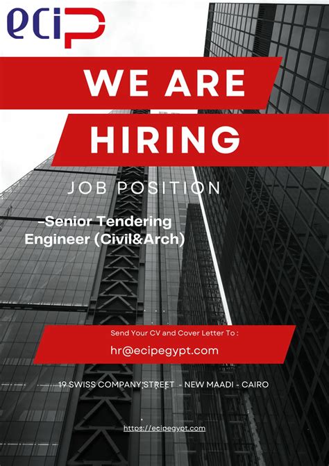 𝗝𝗼𝗶𝗻 𝗢𝘂𝗿 𝗧𝗲𝗮𝗺 𝗮𝘁 Engineering Company For Integrated Projects Ecip 𝗣𝗼𝘀𝗶𝘁𝗶𝗼𝗻 Senior Tendering