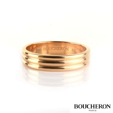 Boucheron 18k Rose Gold Godron Gents Band Size 62 Rich Diamonds
