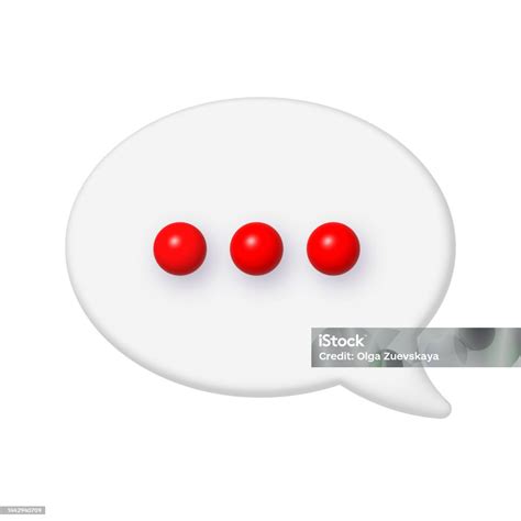 통신 채팅 3d 아이콘입니다 세 개의 빨간 점이 있는 흰색 말풍선 벡터 그림입니다 3차원 형태에 대한 스톡 벡터 아트 및 기타 이미지 3차원 형태 Brand Name