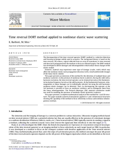 Pdf Time Reversal Dort Method Applied To Nonlinear Elastic Wave