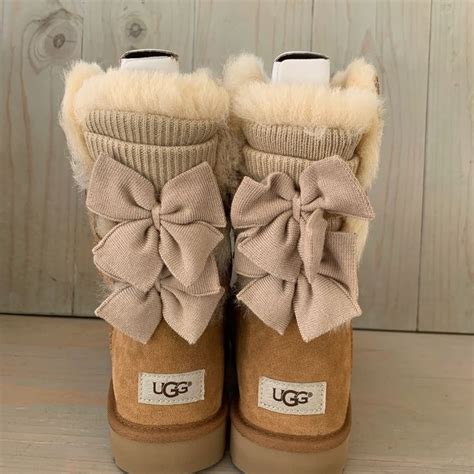 Ugg Shoes Ugg Bailey Bow Short Ruffle Chestnut Womens Boots Us 11 Nib