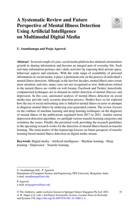 Pdf A Systematic Review And Future Perspective Of Mental Illness Detection Using Artificial