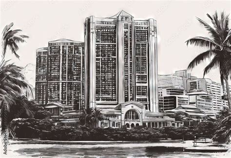 Drawn City Architecture Honolulu Famous Hawaii Isolated Building Icon