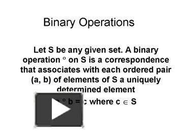 Binary Operations Presentation Free To View