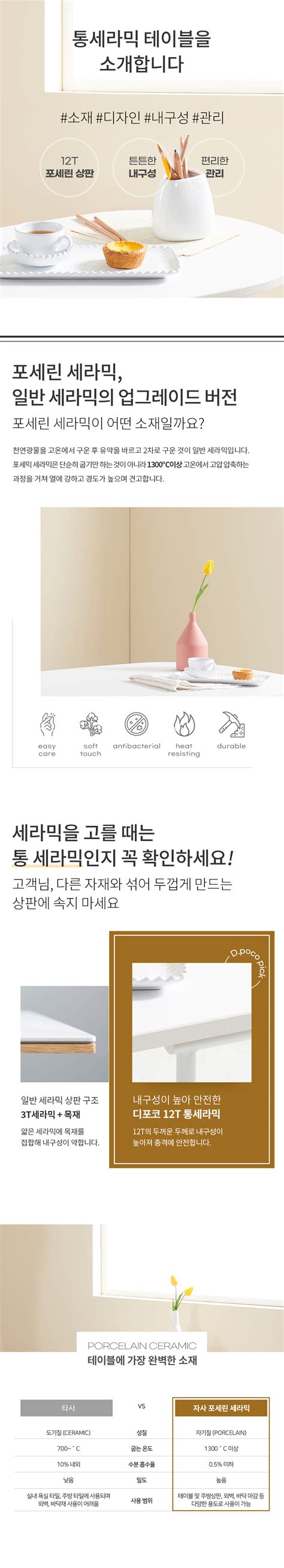 화이트 12t 포세린 통세라믹 타원형 거실 쇼파 테이블 900 한