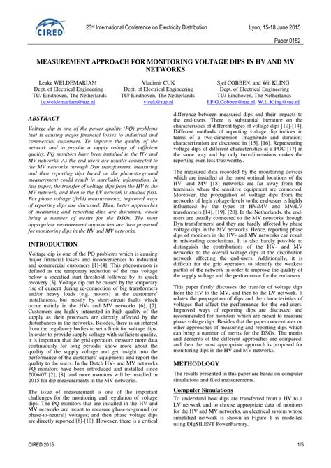 Pdf Measurement Approach For Monitoring Voltage Dips In Hv And Mv Networks