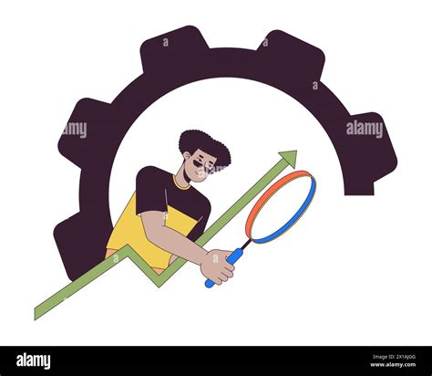 Hispanic Data Analyst 2d Linear Cartoon Character Stock Vector Image And Art Alamy