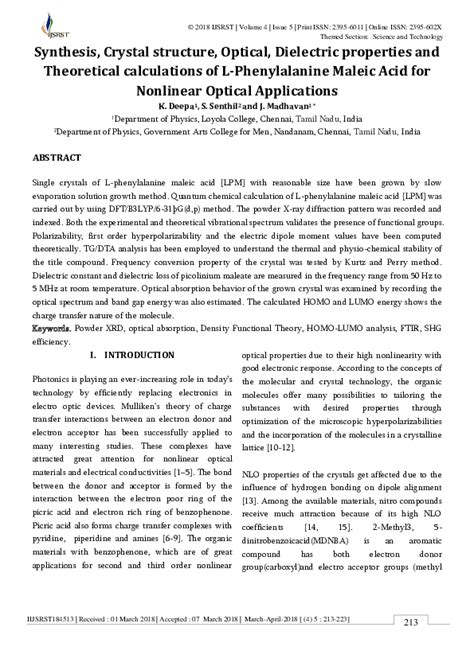 Pdf Synthesis Crystal Structure Optical Dielectric Properties And
