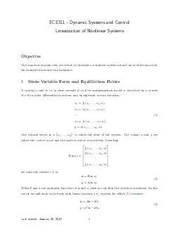 PDF ECE Dynamic Systems And Control Linearization Of Nonlinear Systems Objective This Handout