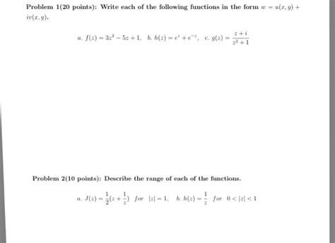Solved Write Each Of The Following Functions In The Form W