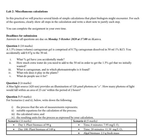 Solved Lab 2 Miscellaneous Calculations In This Practical