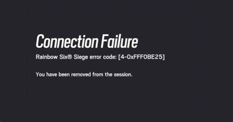 Rainbow Six Siege Error Code 4 0xfff0be25 Decoding Issue