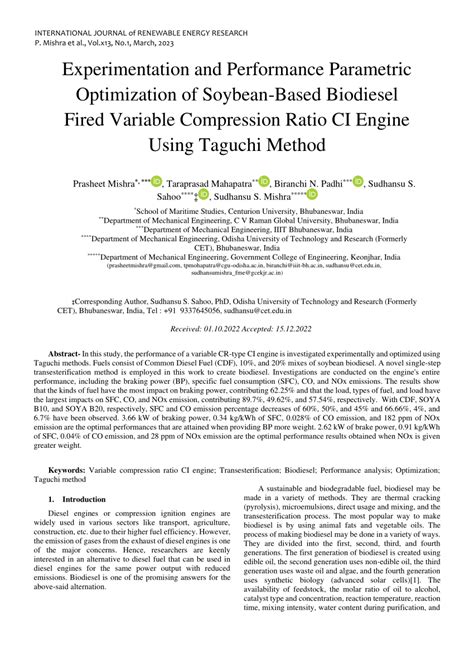 Pdf Experimentation And Performance Parametric Optimization Of Soybean Based Biodiesel Fired