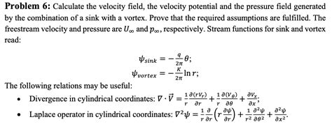 Solved Problem 6 Calculate The Velocity Field The Velocity Chegg Com